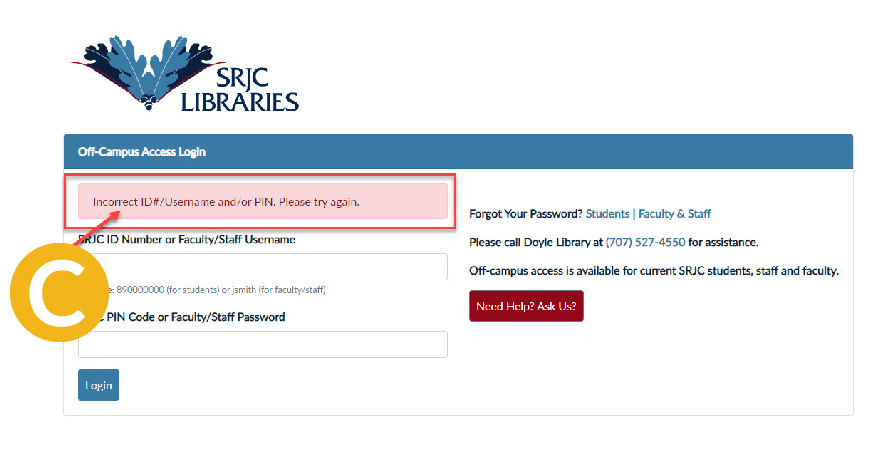 Login / Off-Campus Help (SRJC Libraries) | SRJC Libraries